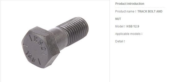 High Strength 12.9 Grade Track Bolt And Nut Sprocket Bolt And Nut Excavator Spare Parts