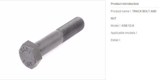 High Strength 12.9 Grade Track Bolt And Nut Sprocket Bolt And Nut Excavator Spare Parts
