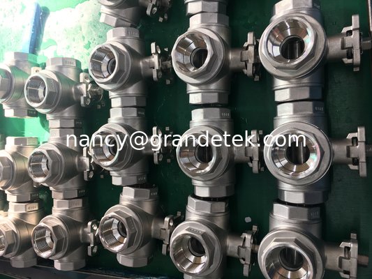 ISO 5211 Locking Handle 3-way Ball Valve Stainless Steel NPT Thread supplier