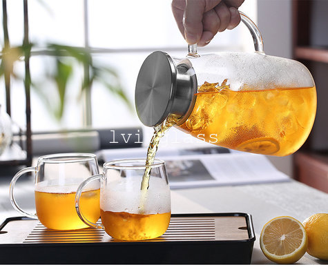 Customization Color Juice Glass Cup With Lid Handle Large Capacity