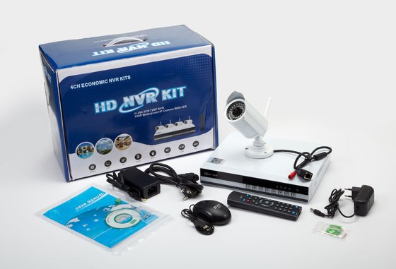 HDMI WIFI NVR Kits P2P Four IP Cameras With Multiple Zone Detection