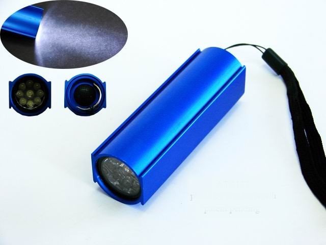 High quality Outdoor Blue 9 LED Mini LED Flashlights ND90041 with 3 AAA batteries