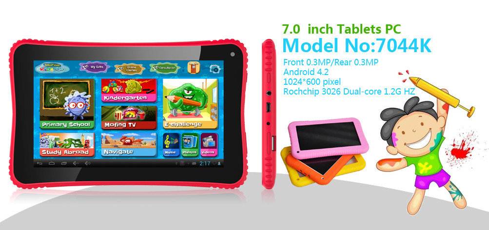 Educational Kids Wifi Tablets 7 " HD TFT screen with 1.2GHZ Cortex A9