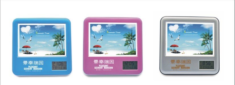 Perpetual Electronic Desktop Calendar, Fashionable Colorful Pen Container with Photo Frame