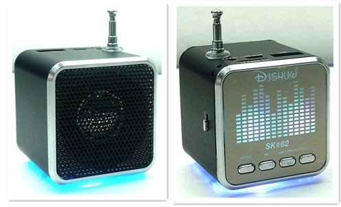 Rechargeable Mini Speakers with Flashlight/ Radio With Sound Spectrum 7 Colors Flashlights