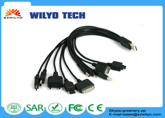 WC03 Cute Cell Phone Accessories ，Mobile Phone Accessories 10 In 1 Mobile Charger Black USB