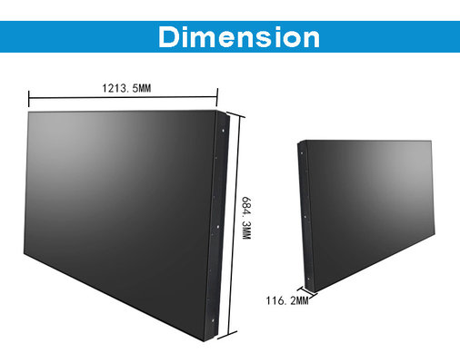 55 인치 이음새가 없는 LCD 영상 벽 광고 전시 4k 실내 3x3 관제사