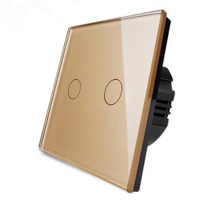 2 gang waterproof black tempered glass panel touch screen light switch for smarthome