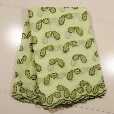 Party Dress African Lace Fabrics , Green Yellow