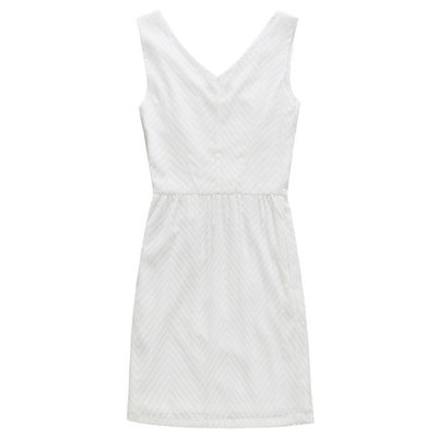 Cotton white female Sleeveless deep v neckline dress for party , prom