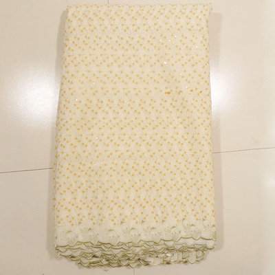 African Embroidery Beige Lace Fabric