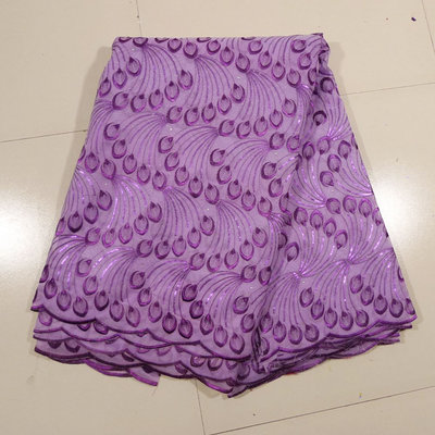 Purple Pink African Embroidery Lace Fabric , Cocktail Dress
