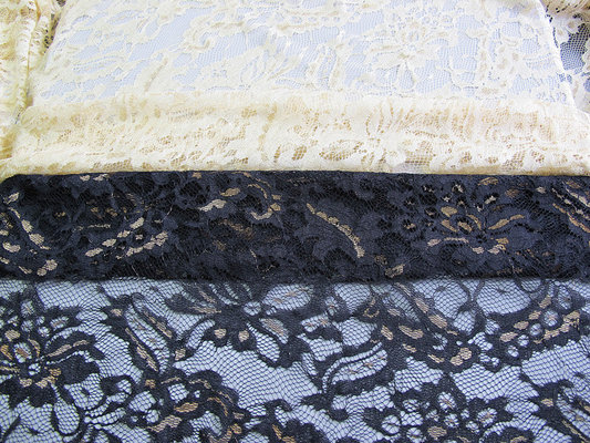 Floral Metallic Lace Fabric Black