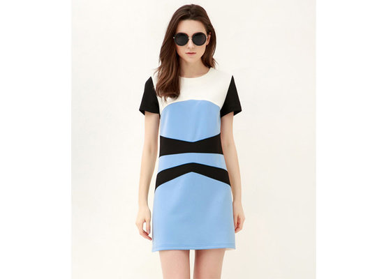 Simple Classic Summer Casual Womens Dresses , Chic Colour Blocking Shift Dress