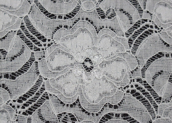 White Elastic Lace 80% Nylon 20% Spandex Fabric Beautiful Elegant CY-LW0783