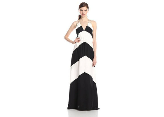 Summer Chevron Sleeveless Strap Maxi Dress Cutomized For Lady