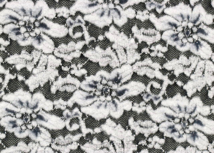 White Flower Brushed Lace Stretchable , Rayon Nylon Spandex Fabric CY-LQ0003