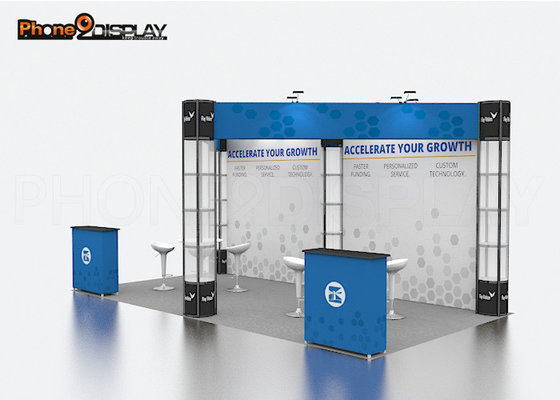 Cabine 100% libre de Portable de tour de spirale de salon commercial de la position 3*3M d'aluminium de polyester d'affichage fait sur commande de salon commercial