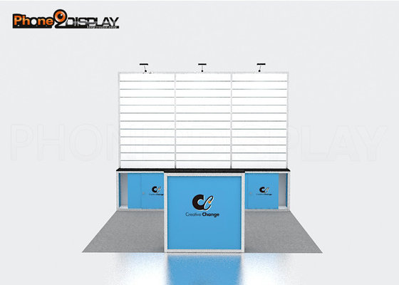Matériel créatif de tissu de tension de cabines de salon commercial de Slatwall de conception avec des lumières