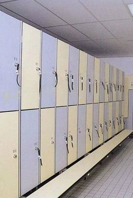 Gym HPL locker shelves Public compact laminate board bench locker school lockers