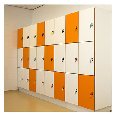 Gym HPL locker shelves Public compact laminate board bench locker school lockers