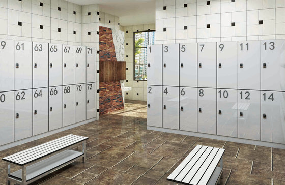 Waterproof compact laminate gym lockers and bench gym fitness club lockers