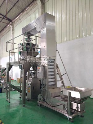2 year warranty auto puffed plantain potato chips bag snack sachet  filling weighing and packing machine with nitrogen supplier