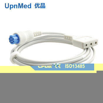 Datex 3-Lead trunk cable Round 10-pin connector , DIN/3-lead socket