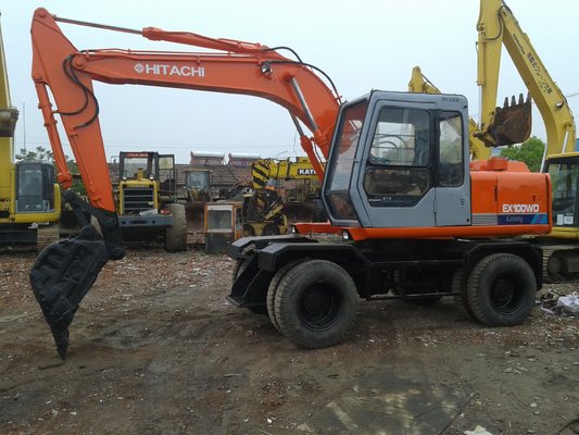 Used Wheel Excavator Hitachi EX100WD Isuzu Engine Second Hand Diggers