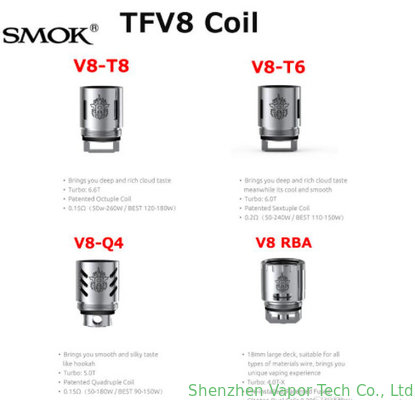 Authentic Smok TFV8 Coil Head V8-T8 V8-T6 V8-Q4 V8 RBA Replacement Coils For TFV8 Cloud Beast Tank 100% genuine supplier
