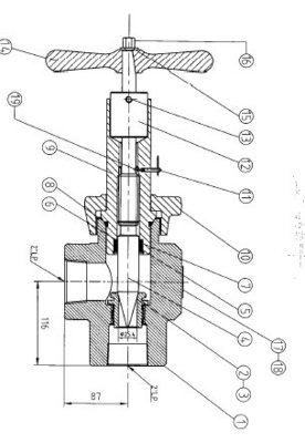 Adjustable choke, 2-1/16” 2000# screwed inlet and outlet, 1” max orifice, TC Seat and Stem