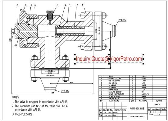 Positive Choke Valve Type Tee, 2-1/16" 10000PSI, PSL2 PR2 U CC API6A, c/w Weld Neck Flg