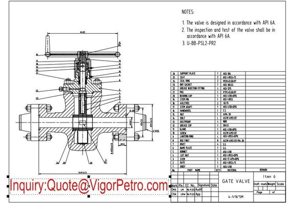Full Bore Gate Valve, 4-1/16" 5000PSI RX-39, API6A PSL2 PR2 U BB, C/W weld neck flange