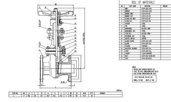 GATE VALVE 2IN 150LBS BODY CARBON STEEL A216GRWCB, FLANGED END STEM 13CR SET A105+13CR RF