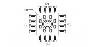 3-1/8" 5000psi Studded Cross 5 Way For choke Manifods, API6A