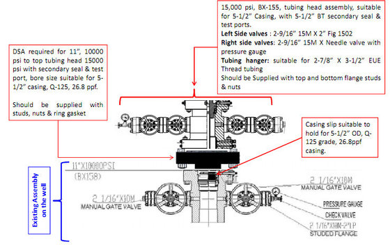 Double Studded Adapter Flange for 11" 10000psi top Tubing Head with 15000psi secondary sea
