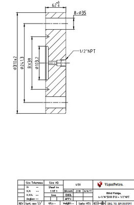 Blind Flange 4-1/16", 5000 PSI RTJ, 1/2" NPT PORT, API 6A, MATERIAL CLASS: EE-NL