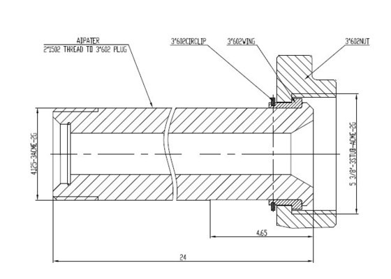 Crossover 3" 602 Weco wing x 2" 1502 Weco thread, length 24", working pressure 10,000psi