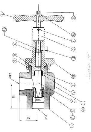 Adjustable choke, 2-1/16” 2000# screwed inlet and outlet, 1” max orifice, TC Seat and Stem