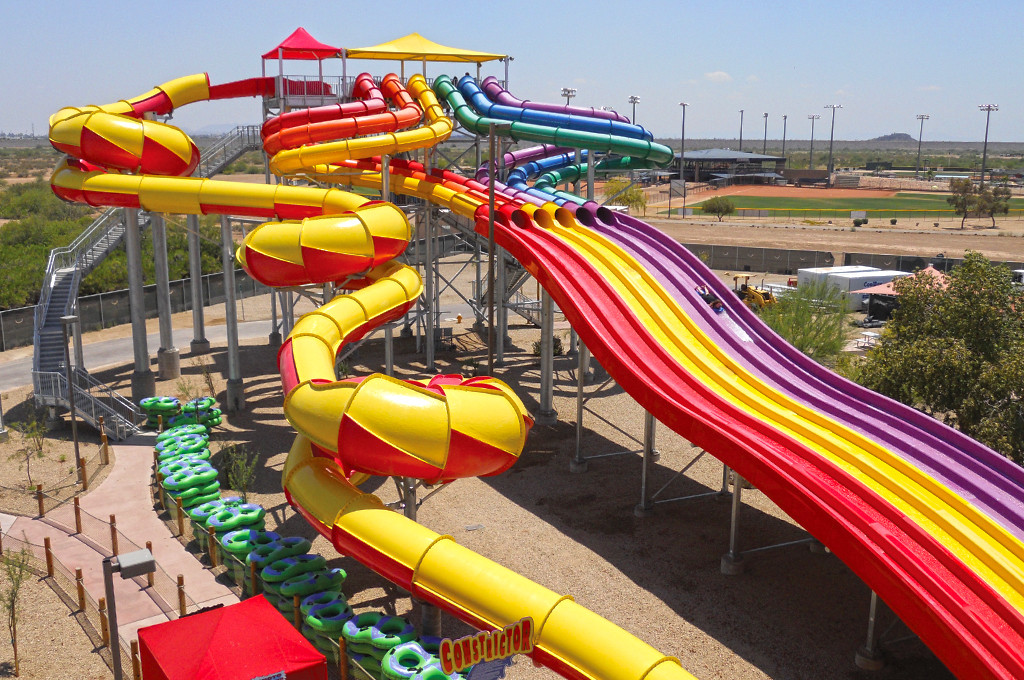 Large Yellow Water Playground Equipment Fibergalss 13 Height for Adult