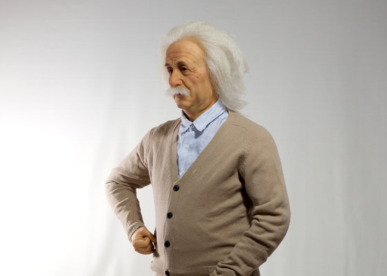 Figura di cera a grandezza naturale della celebrità di scienza del silicone, figura di cera di Albert Einstein