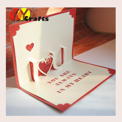 Custom Wedding 3D Pop Up Card red  , personailize Pop Up Holiday Cards
