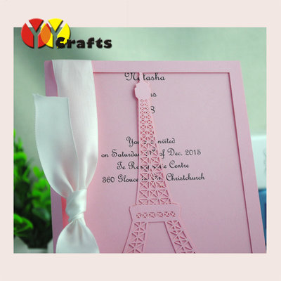 Eiffel Tower Design Laser cut Birthday Invitation cards,Greeting Cards,Wedding Invitaiton cards free name logo