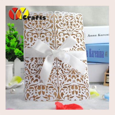 Pearl paper invitation cards for wedding laser cut laser cut filigree wedding invitation cards with ribbon as optional