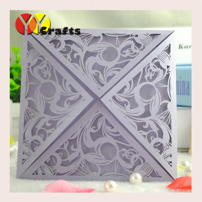 Best Selling Light Purple Folded Wedding Invitation Cards Design