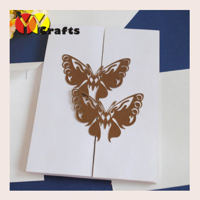 Luxurious butterfly opening wedding invitation cards handmade royal sleeves