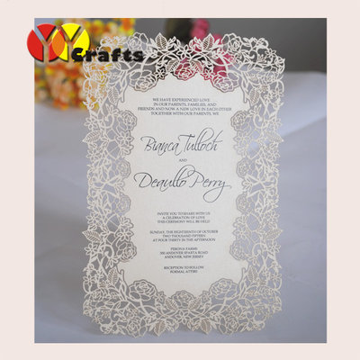 Handmade menu cards Laser cut Rose flower design wedding handmade menu cards Printing service