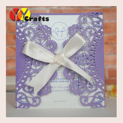 wedding invitation card Butterfly Ribbon Wedding Invitation card Laser Cut card Elegant Folded Wedding Invitation card