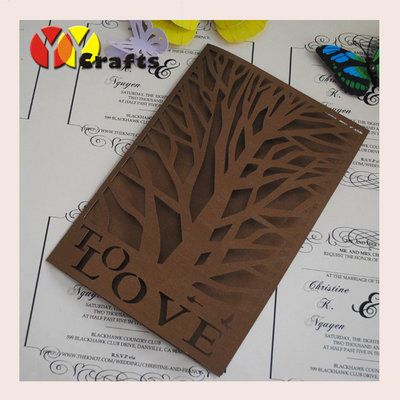 First communion invitation card ivory tree wedding invitation card with love letters