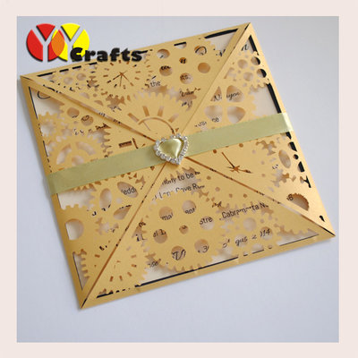 Open Unique Wedding Invitations Gold Cards Opening Ceremony 15x15 cm